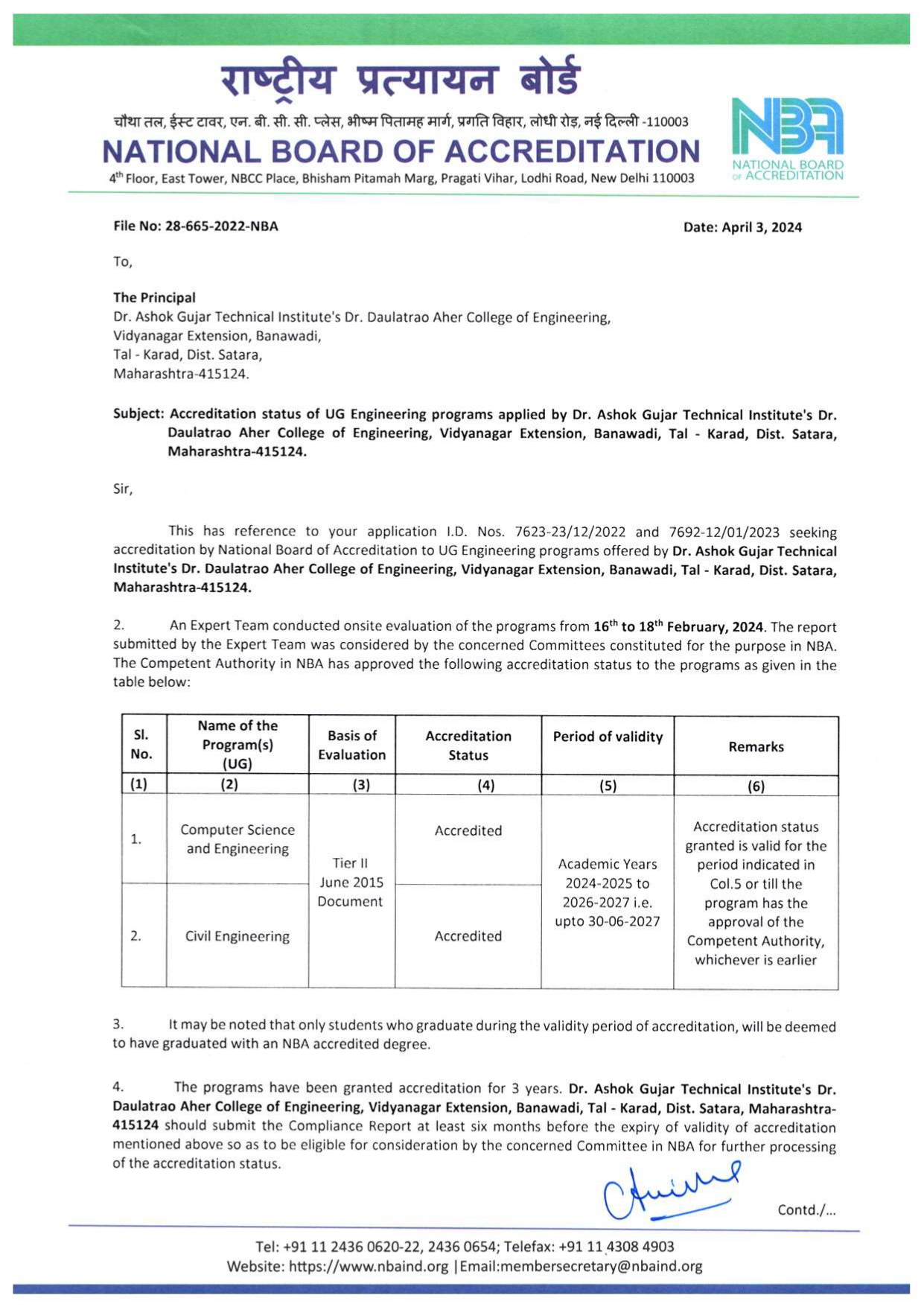 Dr. Daulatrao Aher Engineering College, Karad